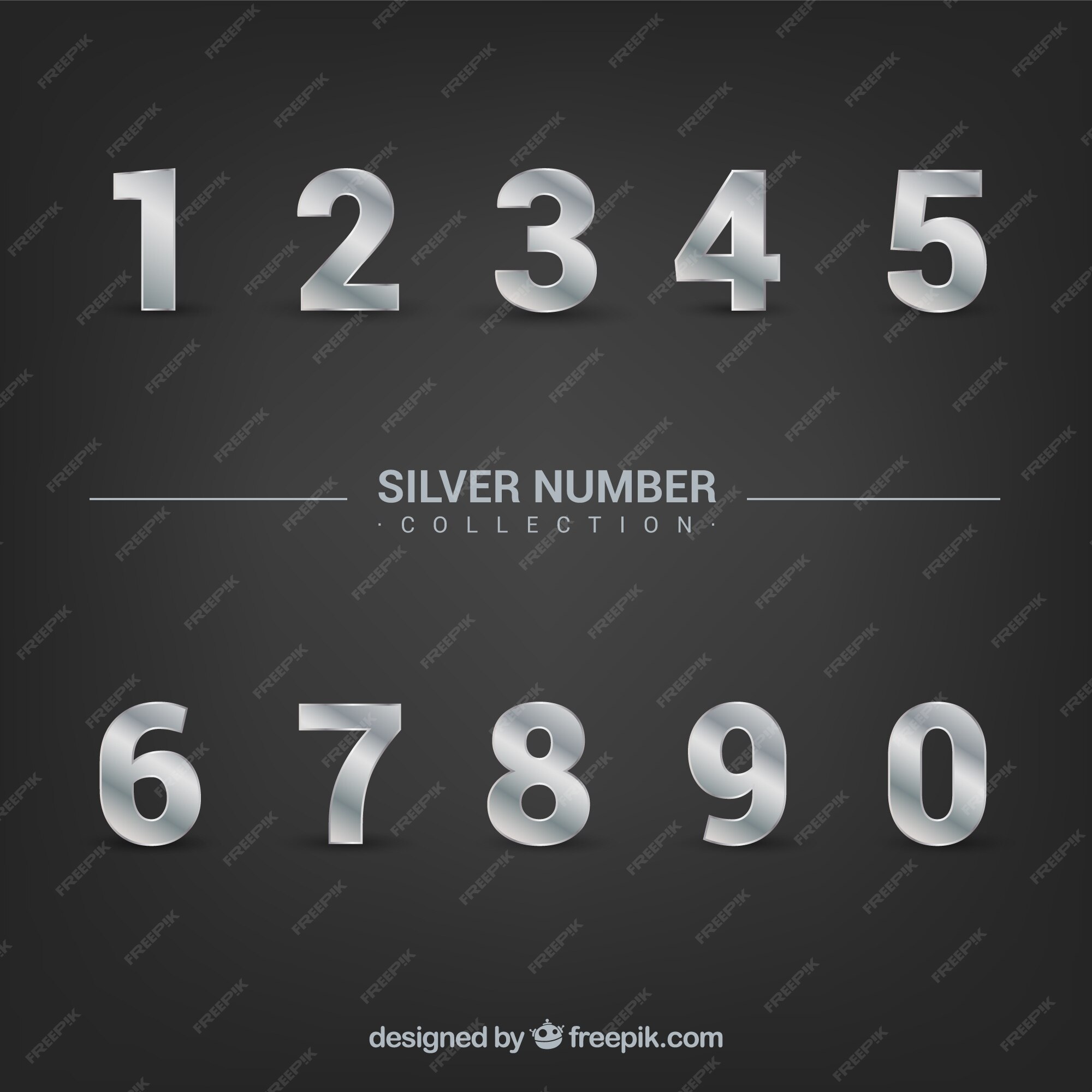 Premium Vector | Number collection with silver style Premium Vector | Number collection with silver style