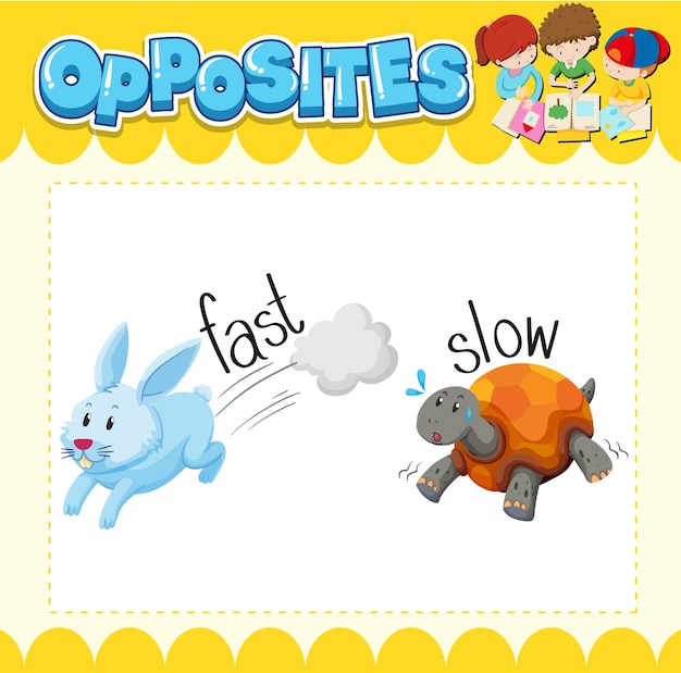 Free Vector | Opposite adjectives with fast and slow Free Vector | Opposite adjectives with fast and slow