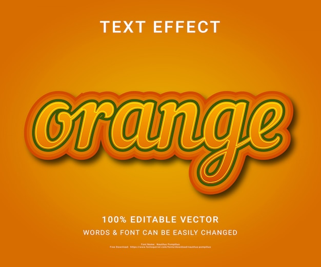 Premium Vector | Orange full editable text effect Premium Vector | Orange full editable text effect