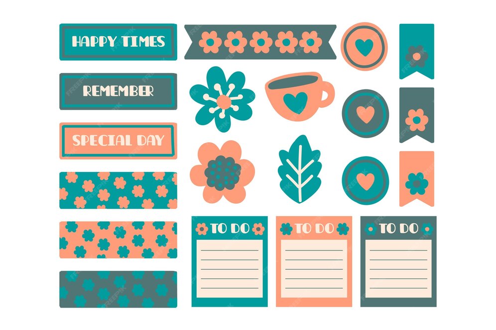 Free Vector Planner Scrapbook Set