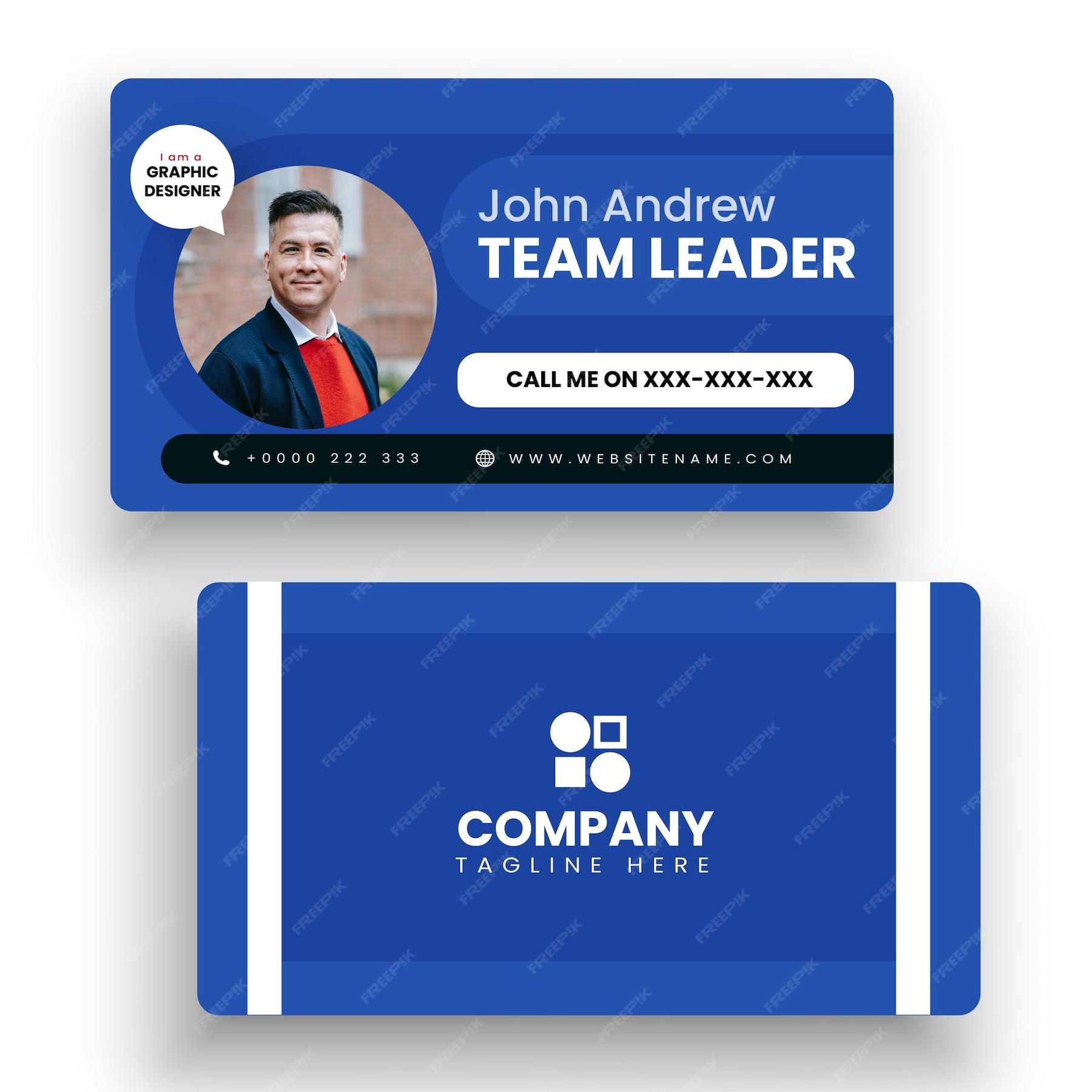 Free Vector Professional Blue Modern Business Card Template