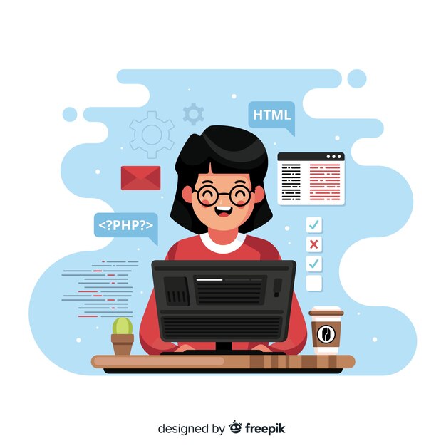 Free Vector | Programmer working with css