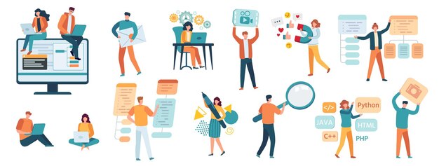Premium Vector | Freelance programmer work flat concept