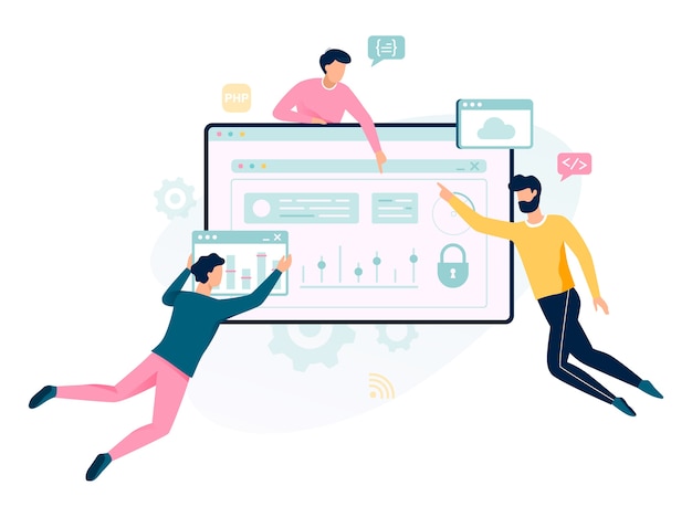 Premium Vector | Programming concept. idea of working on computer ...