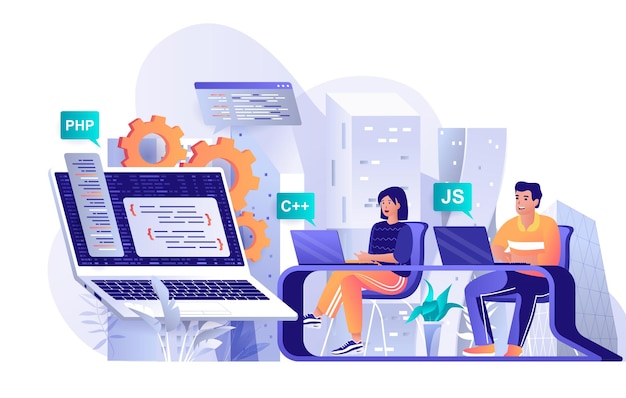 Premium Vector | Programming software flat design concept illustration ... Premium Vector | Programming software flat design concept illustration ...