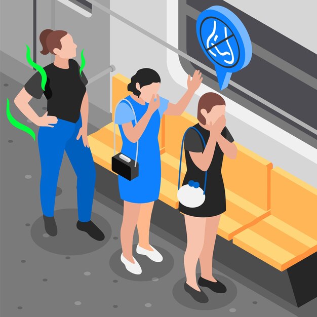 Free Vector | Queue isometric and colored composition bad smelling ... Free Vector | Queue isometric and colored composition bad smelling ...