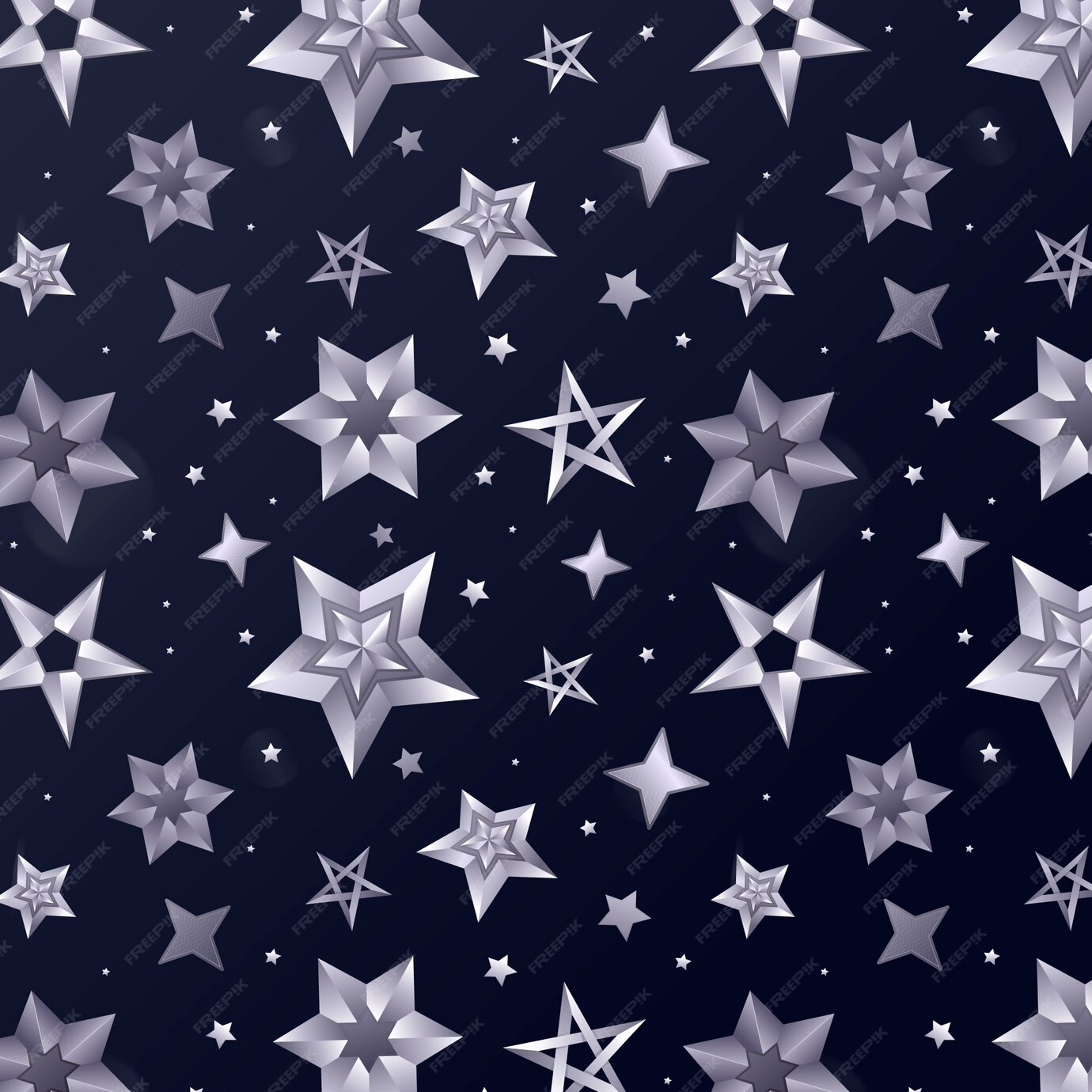Free Vector Realistic Silver Stars Pattern Design