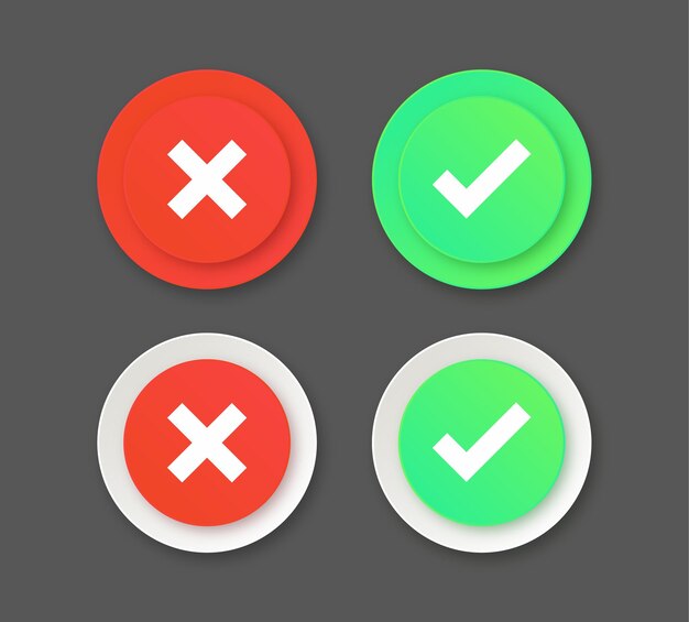 Premium Vector | Red and green check mark icons buttons Premium Vector | Red and green check mark icons buttons