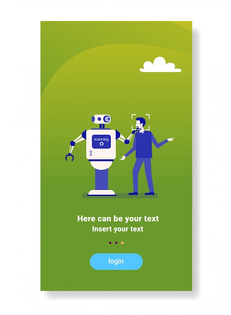 Premium Vector | Robot scanning man face getting access face ... Premium Vector | Robot scanning man face getting access face ...