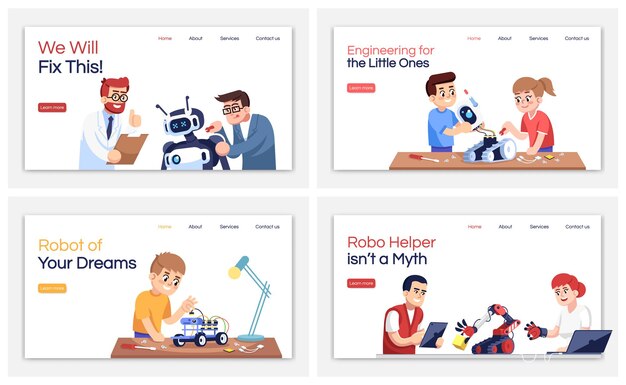 Premium Vector | Robot of your dreams landing page vector template ...