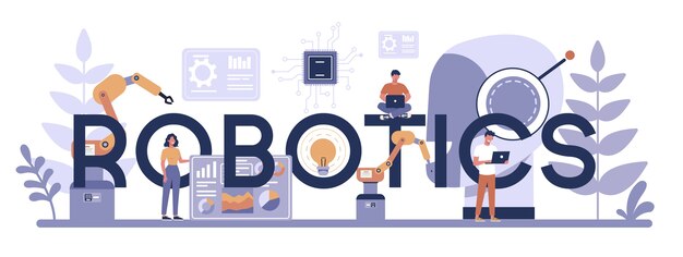 Premium Vector | Robotics typographic header concept. robot engineering and programming. idea of ...