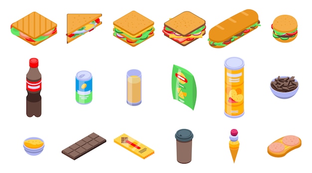 Premium Vector | Hamburger steak icons set, isometric style Premium Vector | Hamburger steak icons set, isometric style