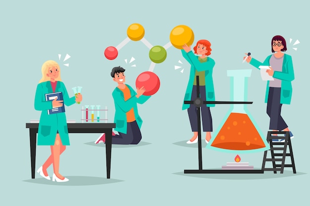 Free Vector | Scientists working illustration Free Vector | Scientists working illustration