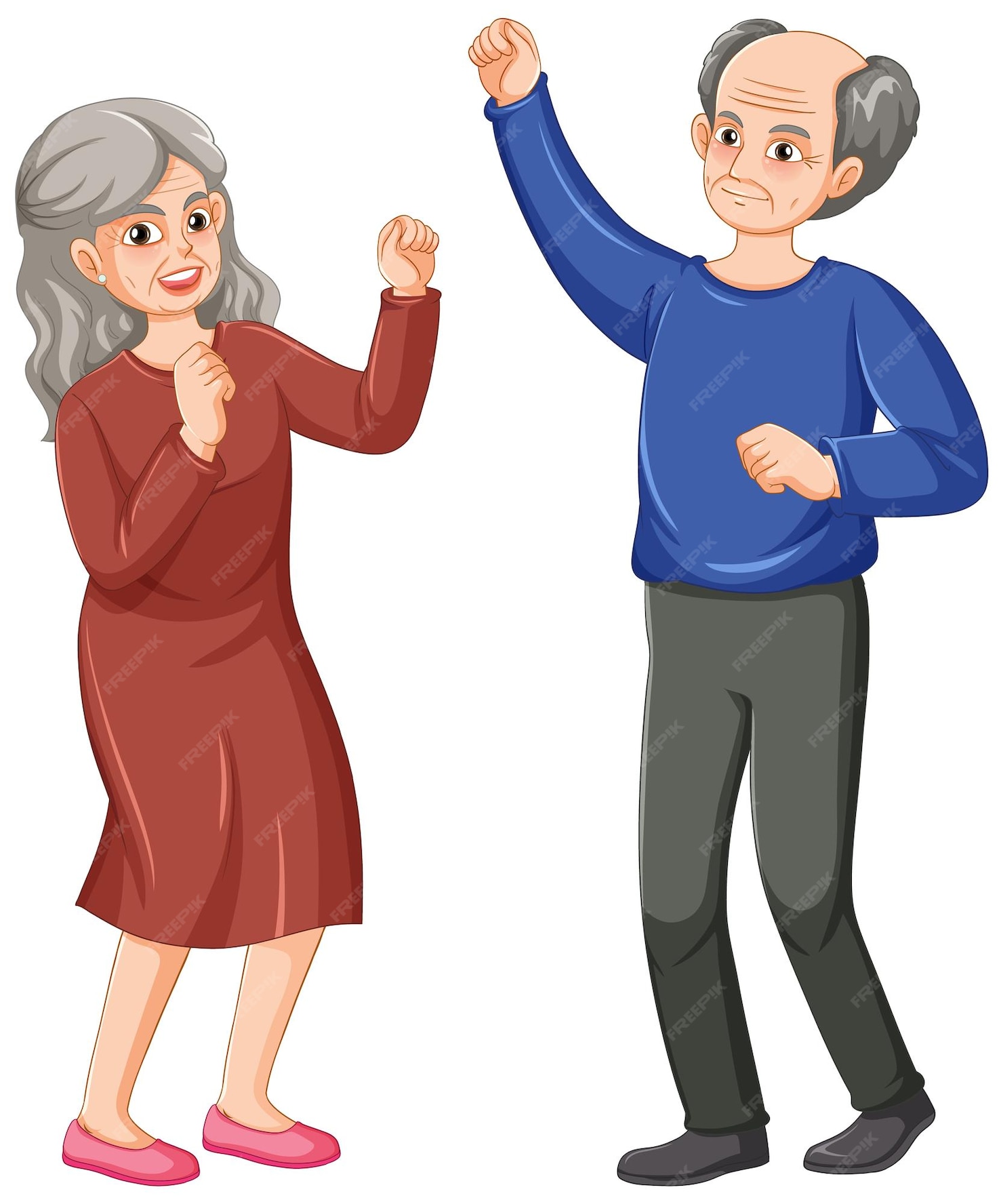 Free Vector | A senior couple cartoon character dancing Free Vector | A senior couple cartoon character dancing