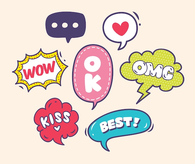 Premium Vector | Set of colorful speech bubble Premium Vector | Set of colorful speech bubble