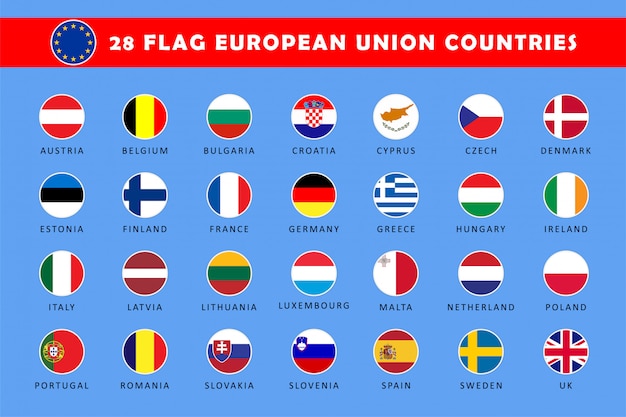 Premium Vector | Set of european union countries round flags Premium Vector | Set of european union countries round flags