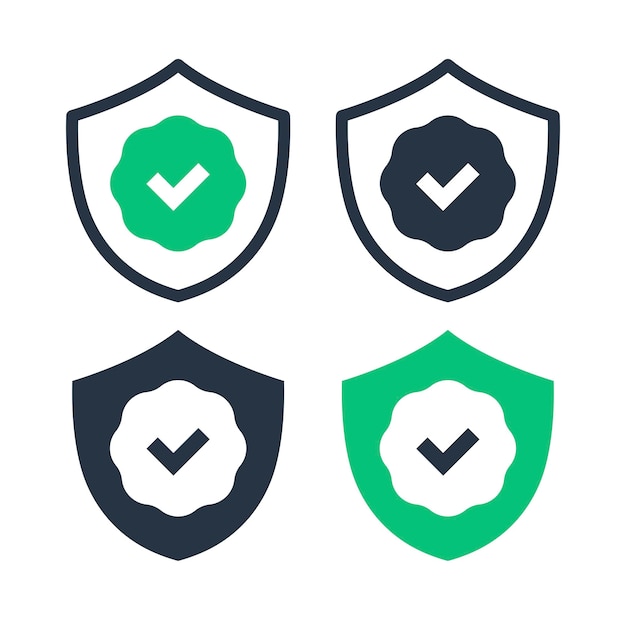 Free Vector | Shield With Check Mark Stamp Set Free Vector | Shield With Check Mark Stamp Set