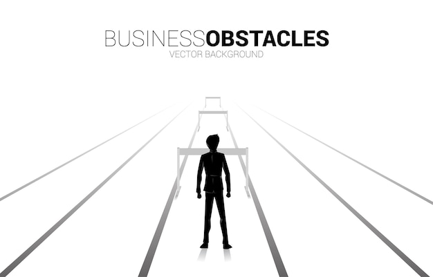 Premium Vector | Silhouette businessman ready to run across hurdles ... Premium Vector | Silhouette businessman ready to run across hurdles ...