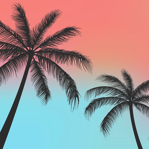 Premium Vector | Silhouette palm trees background Premium Vector | Silhouette palm trees background