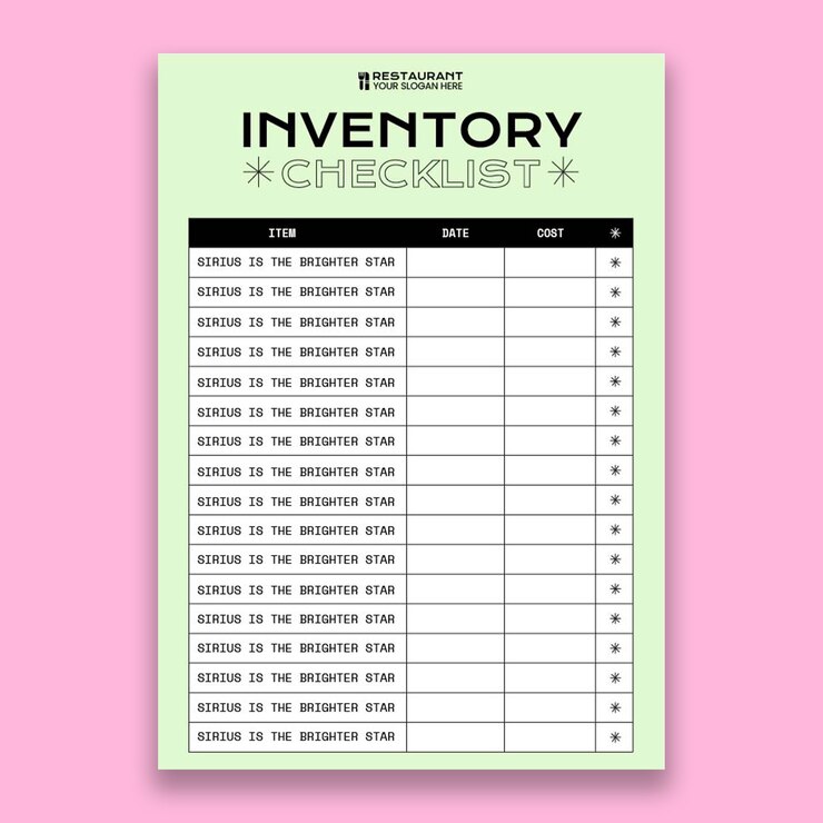 Free Vector | Simple modern restaurant appliances inventory checklist Free Vector | Simple modern restaurant appliances inventory checklist