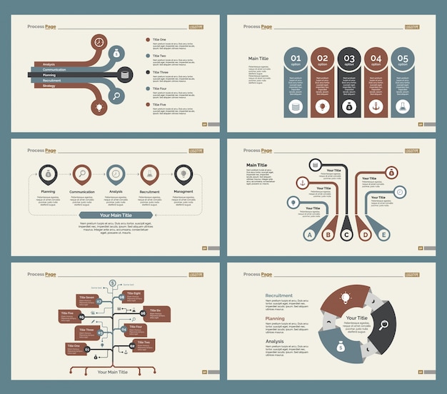 Premium Vector | Six teamwork diagrams slide templates set Premium Vector | Six teamwork diagrams slide templates set