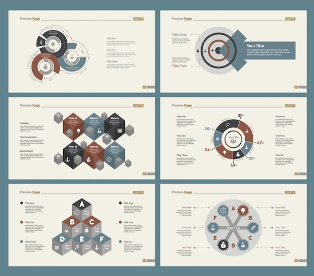 Premium Vector | Six teamwork slide templates set Premium Vector | Six teamwork slide templates set