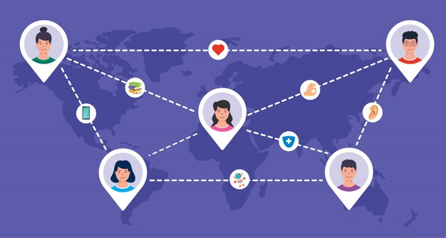 Premium Vector | Social networking and connection between people Premium Vector | Social networking and connection between people
