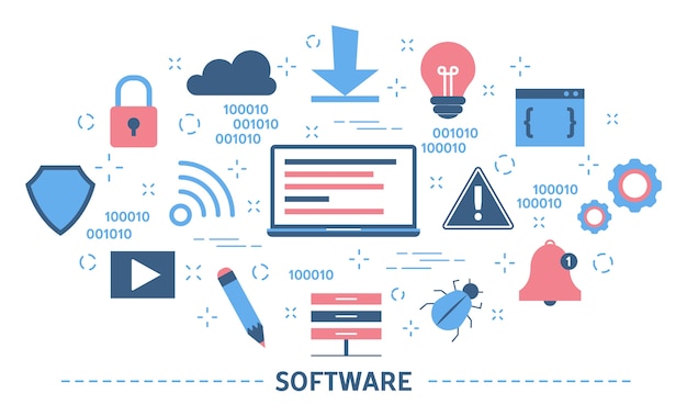 Premium Vector | Software concept. idea of programming and coding