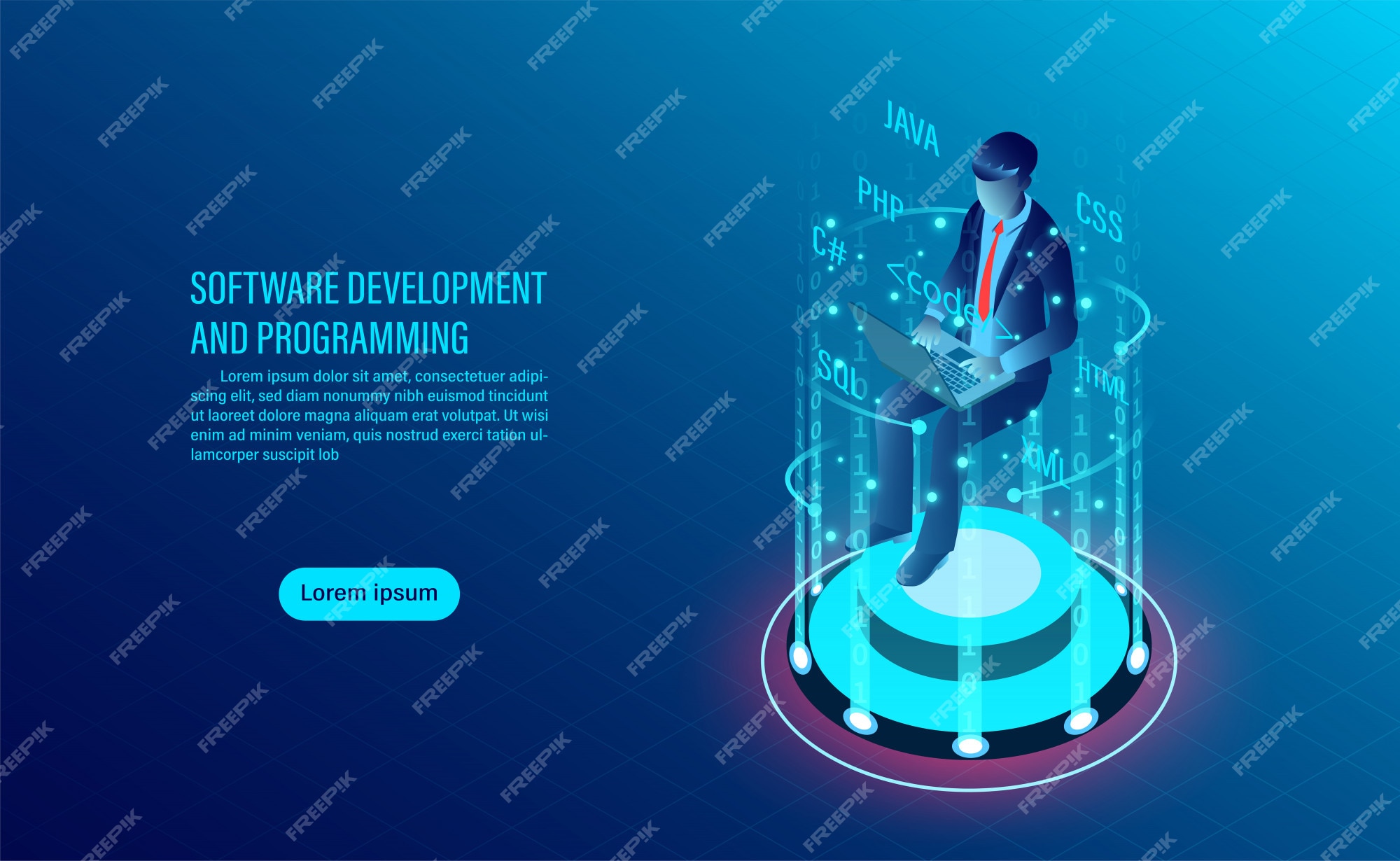 Premium Vector Software Development And Coding Programming Of Concept Data Processing