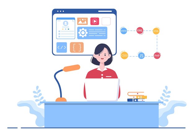 Premium Vector | Software development and programming code on computer ...