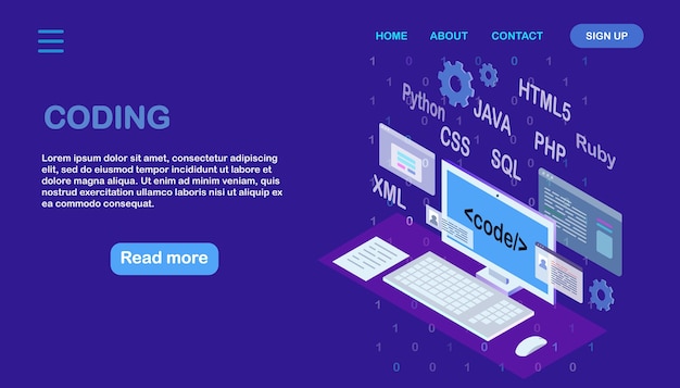 Premium Vector | Software development, programming language, coding ... Premium Vector | Software development, programming language, coding ...