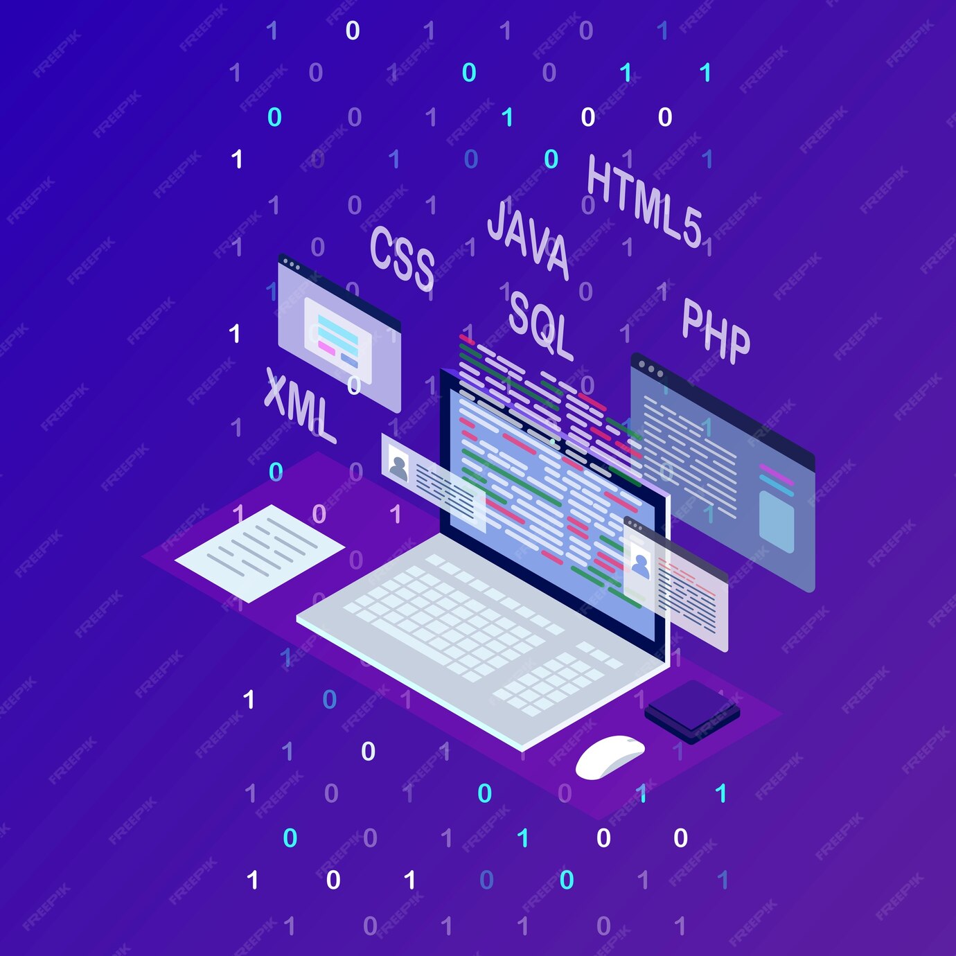 Premium Vector | Software development, programming language, coding. digital technology ...