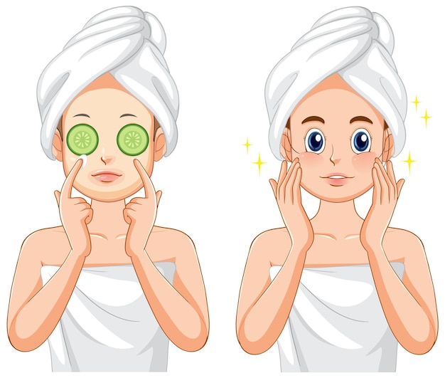 Free Vector | Spa woman applying facial mask Free Vector | Spa woman applying facial mask