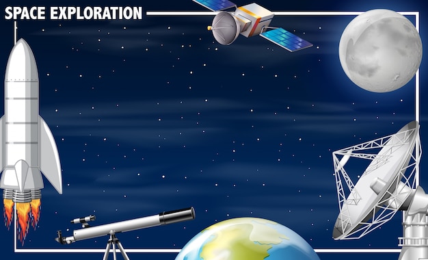 Premium Vector | A space exploration border Premium Vector | A space exploration border