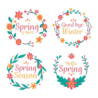 Free Vector | Spring badge collection in flat design Free Vector | Spring badge collection in flat design