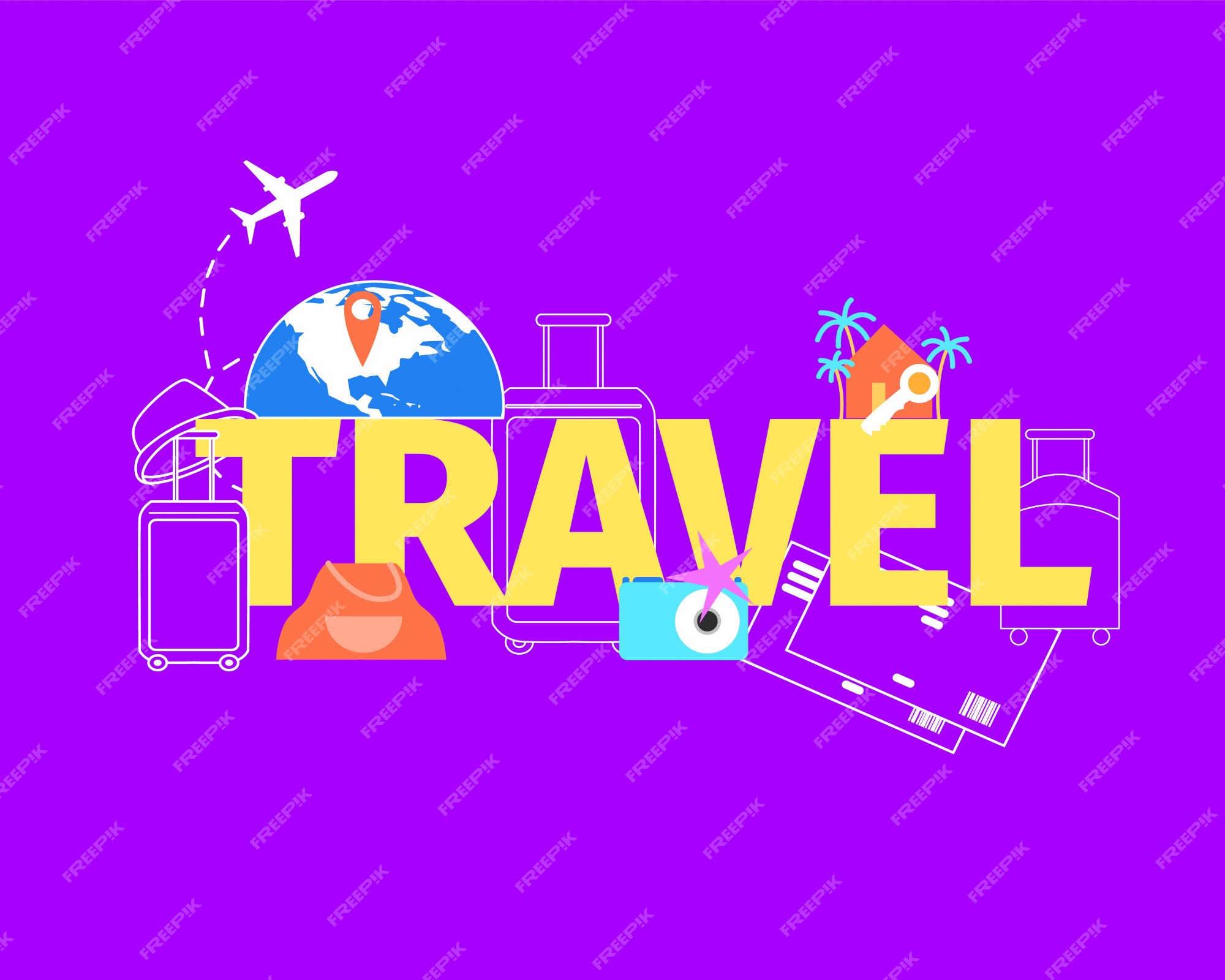 Free Vector Summer Vacation Travel Flight Flat Vector Concept