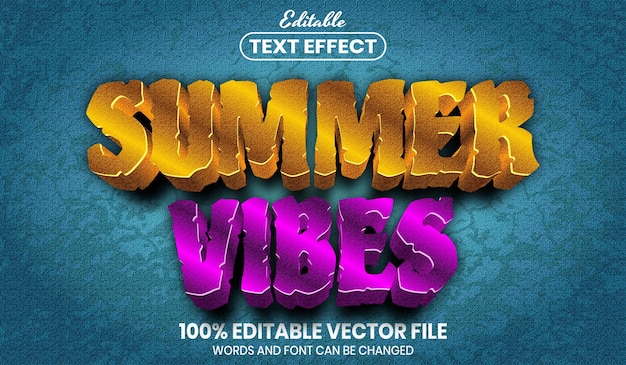 Premium Vector Summer Vibes Text Font Style Editable Text Effect