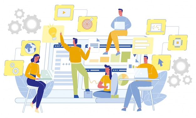 Premium Vector | Team of software developers Premium Vector | Team of software developers