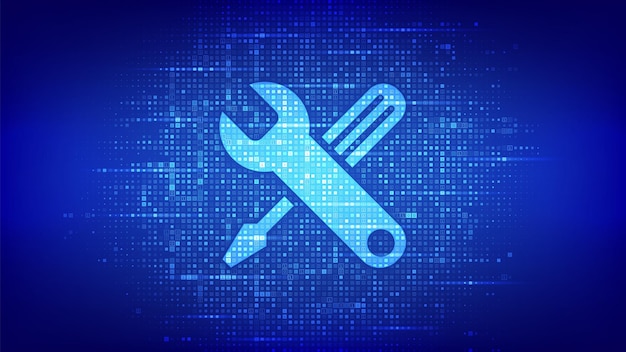 Premium Vector | Technical support icon made with binary code. customer ...