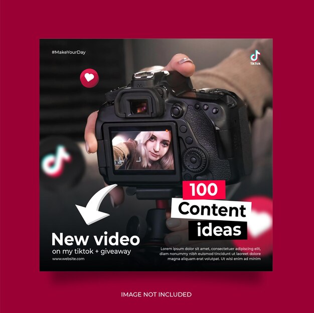 Tiktok 소셜 미디어 게시물 웹 배너 템플릿 프리미엄 벡터