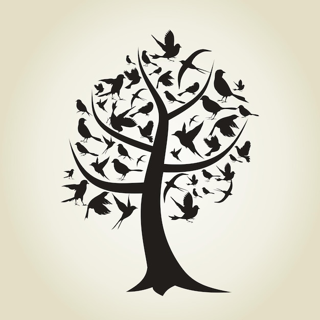 Premium Vector | Tree a bird