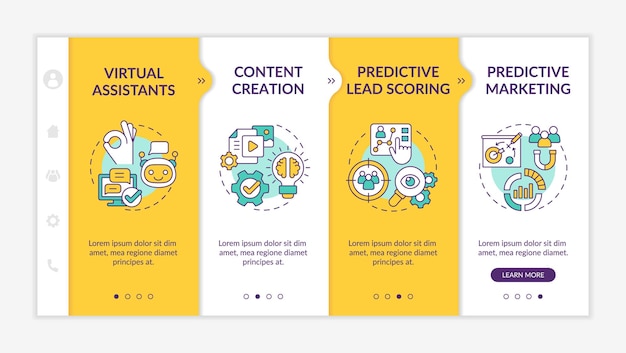 Premium Vector Usage Of Ai In Marketing Yellow Onboarding Template Automation System