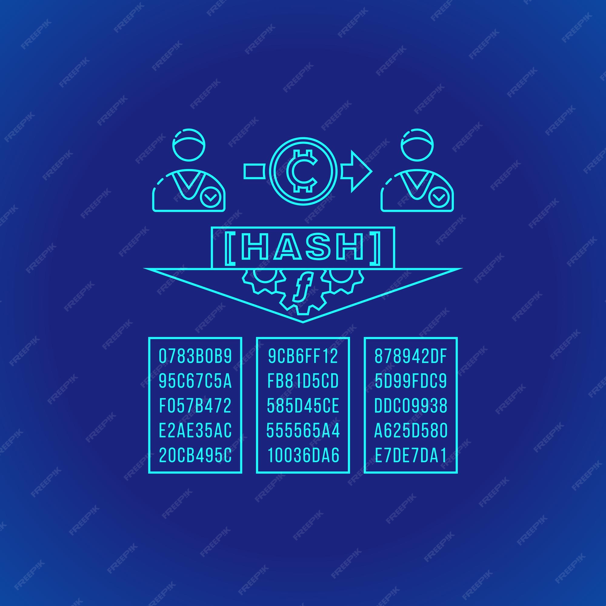 Premium Vector | Vector cyan outline design blockchain hash function algorithm principle explain ...