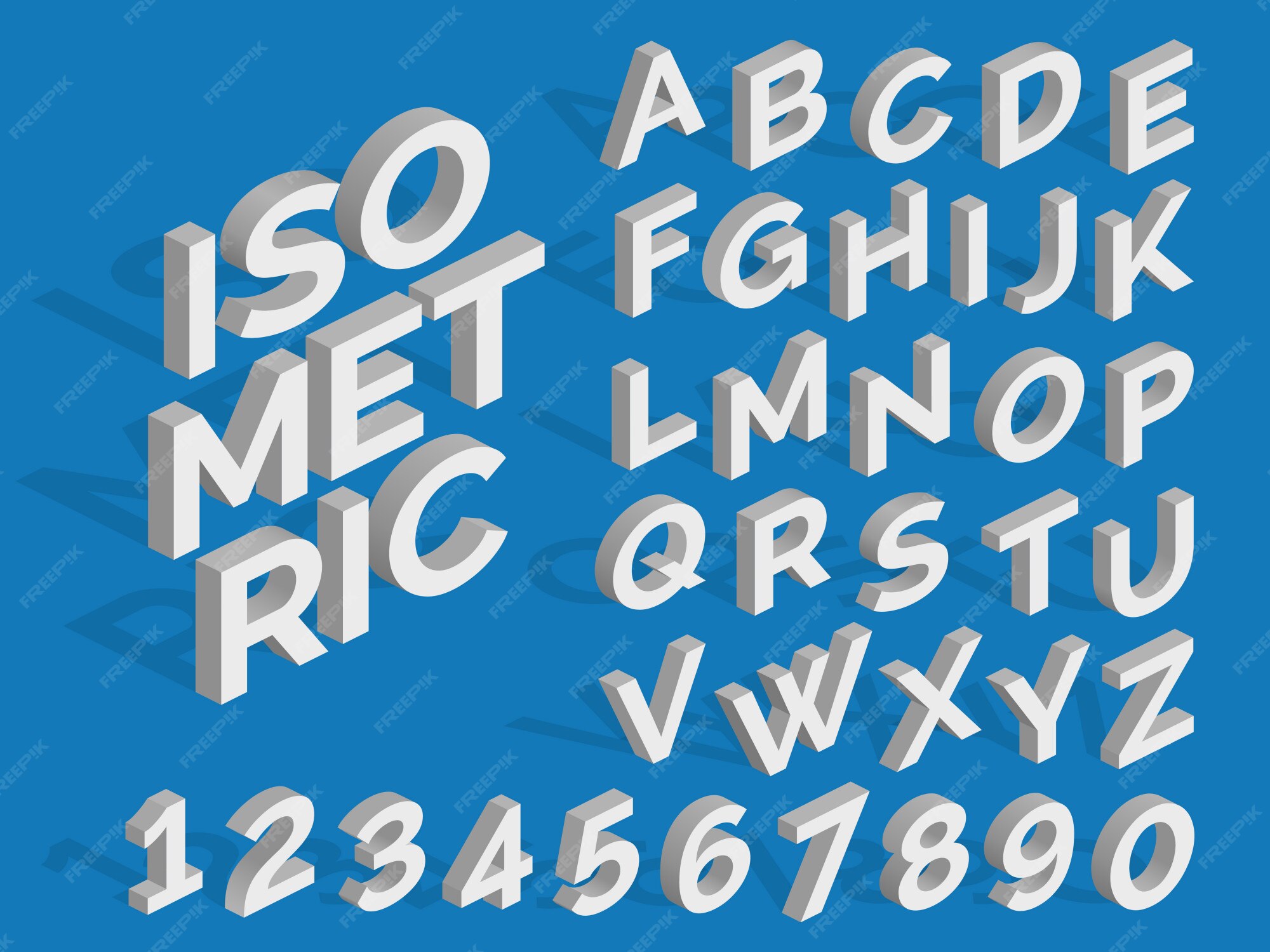 Premium Vector | Vector isometric alphabet and numbers. funky 3d font Premium Vector | Vector isometric alphabet and numbers. funky 3d font