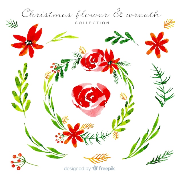 Free Vector | Watercolor christmas wreath collection Free Vector | Watercolor christmas wreath collection