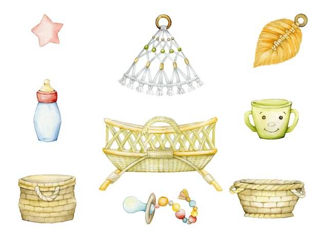 Premium Vector | Watercolor set of illustrations of the children's room Premium Vector | Watercolor set of illustrations of the children's room