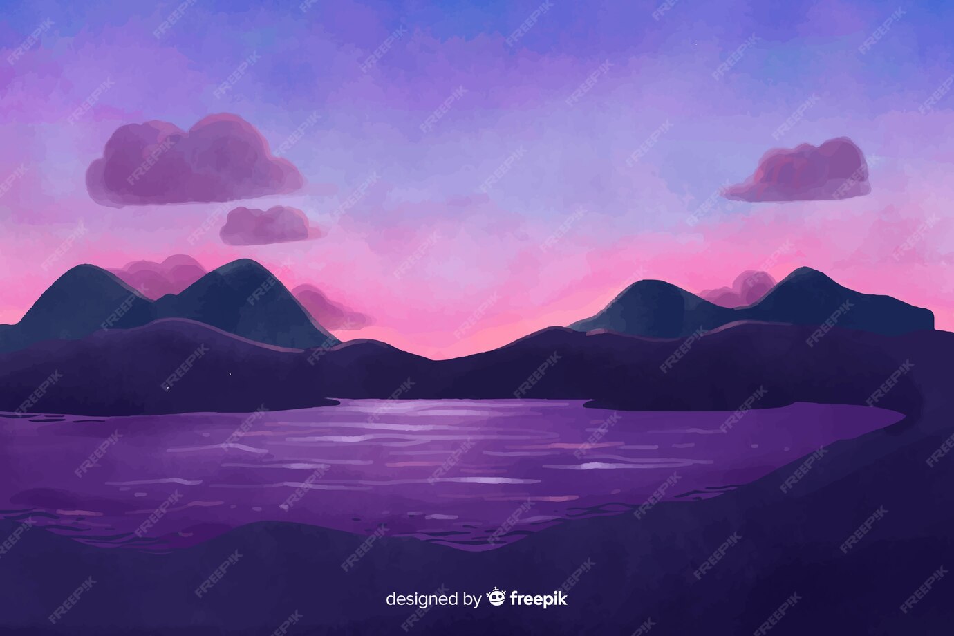 Free Vector | Watercolor style natural landscape background Free Vector | Watercolor style natural landscape background