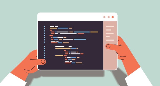Free Vector | Software developing programmers investigates code.