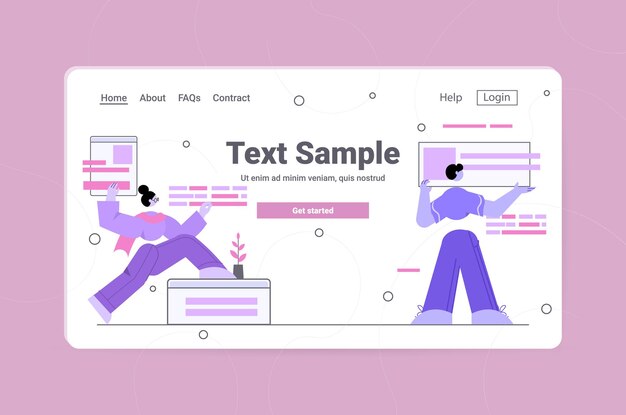 Premium Vector | Developers couple creating website ui interface web application development ...