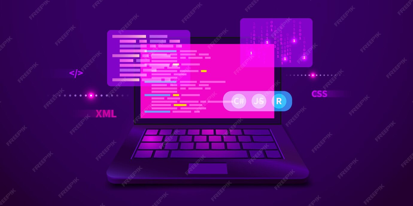 Premium Vector | Web development coding and programming futuristic ...